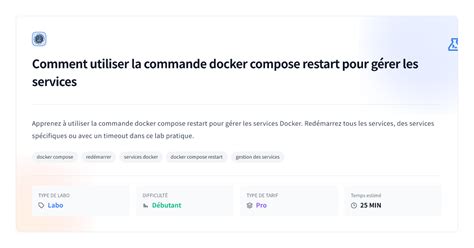 Comment Utiliser La Commande Docker Compose Restart Pour Gérer Les