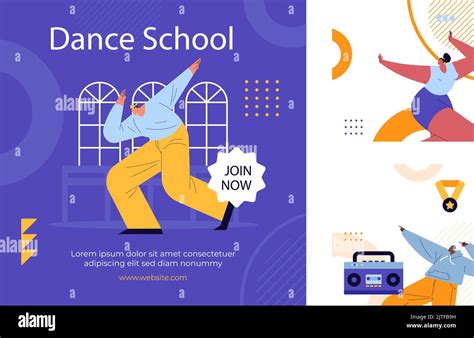 Flat Design Dance School Posts Vector Illustration Stock Vector Image