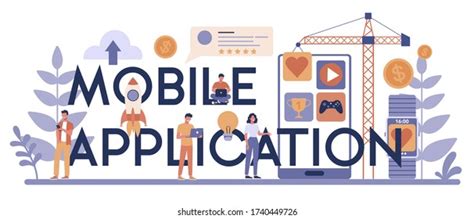 Mobile Application Typographic Header Concept Modern Stock Vector Royalty Free