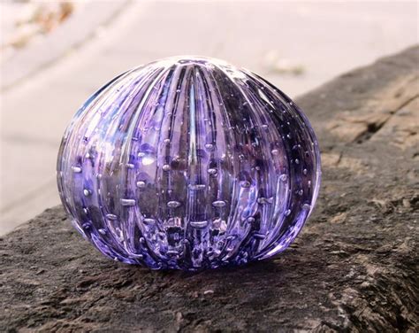 Purple Sea Urchin Shell Sculpture 4 Decorative Blown Glass Art