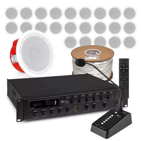 Multi Room Ceiling Speaker System With Amplifier And Paging Microphone 24x Csf5 £1 669 00