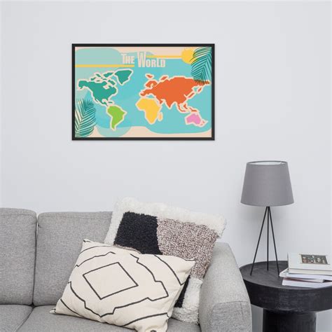 The World Wall Print Modern World Map Poster Framed Etsy Australia