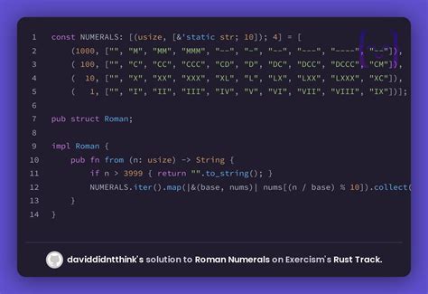Daviddidntthink S Solution For Roman Numerals In Rust On Exercism