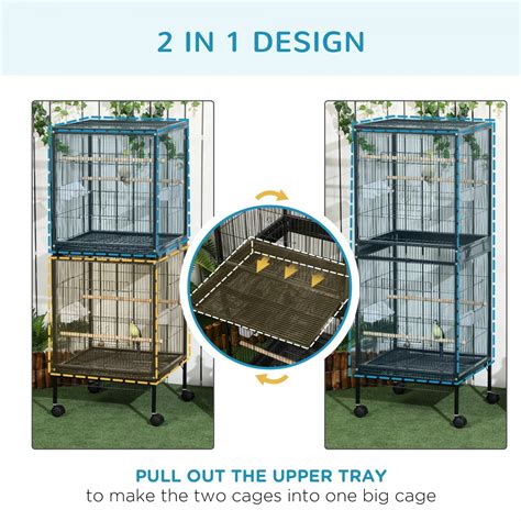 Pawhut 551 2 En 1 Cage A Oiseaux Voliere Perruche Maison Pour Pin