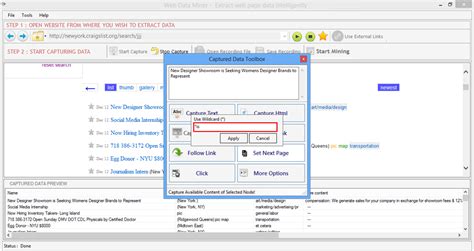 Screenshot Help For Web Data Miner Software Screenshot Help For Web Data Miner Software