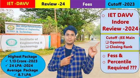 Iet Davv Indore Review Cutoff Fees Placements Information Hostel Fees Youtube