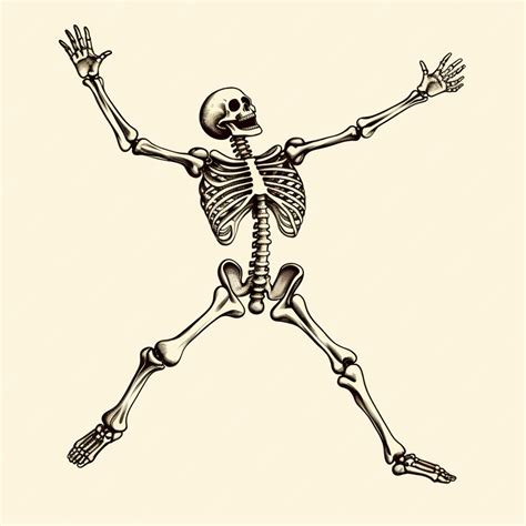 Premium Photo A Skeleton In A Jump Pose With Arms Outstretched