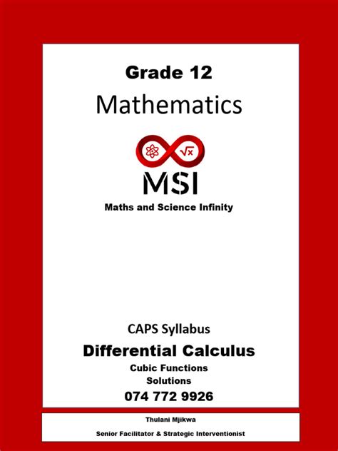 Cubic Functions Revision Booklet Solutions Pdf Mathematical