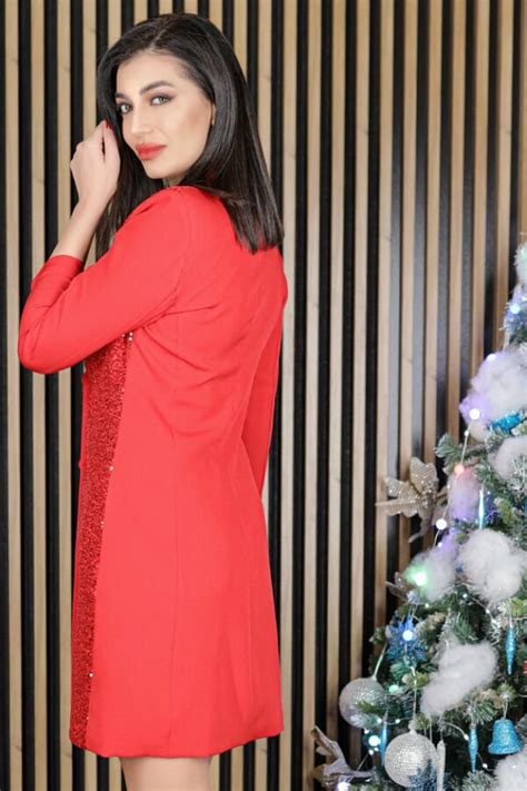 Rochie De Ocazie Tip Sacou Cu Paiete Fashionada