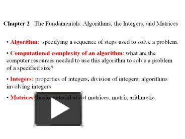 PPT Chapter 2 The Fundamentals Algorithms The Integers And