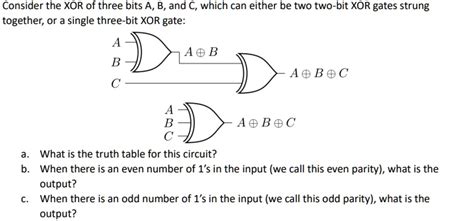 Solved Consider The Xor Of Three Bits A B And C Which Can Either Be