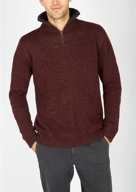 Irelandseye Mens Zip Sweater Claret