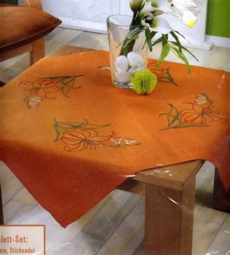 Lily Tablecloth Stamped Embroidery Kit Burnt By Justuscrafts