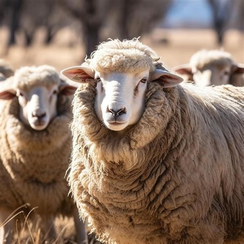 Premium Photo | Merino sheep farm pasture countryside generative ai