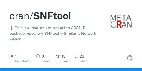 GitHub Cran SNFtool Exclamation This Is A Read Only Mirror Of The CRAN R Package Repository
