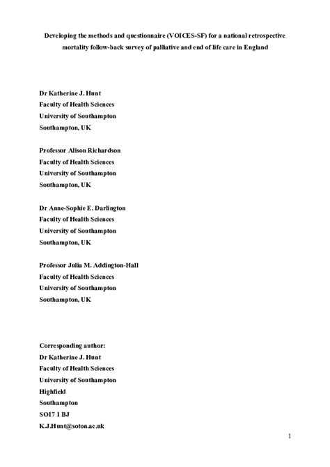 Doc Developing The Methods And Questionnaire Voices Sf For A