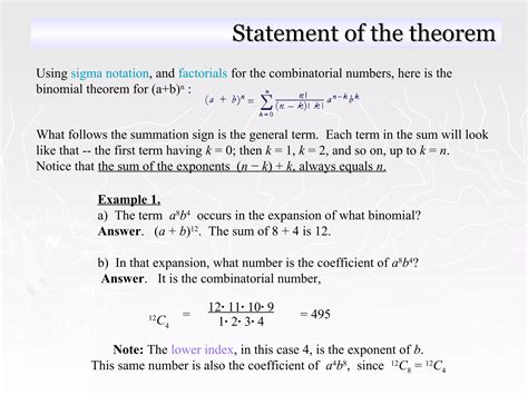 The Binomial Theorem Ppt