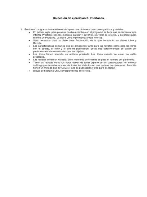 Colección De Ejercicios 15 Interfaces Pdf Gestión De Tecnología De