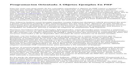 Programacion Orientada A Objetos Ejemplos En Php [download Pdf]