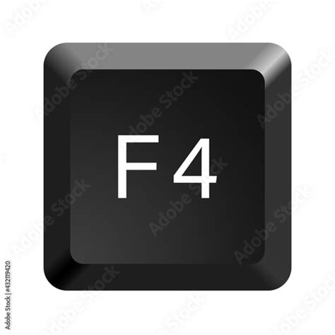 Key With With F4 Symbol Black Computer Keyboard Button Icon Vector Illustration Stock Vector