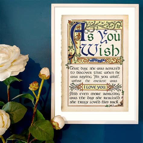 The Princess Bride As You Wish Quote Calligraphy Art Print Etsy