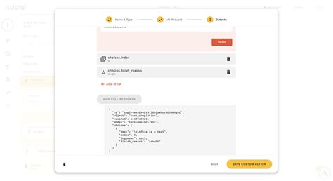 custom action response external collections custom actions