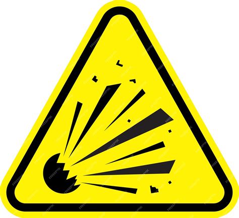 Premium Vector Danger Warning Attention Sign With Explosive Symbol And Yellow Background