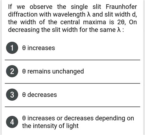 If We Observe The Single Slit Fraunhofer Diffraction With Wavelength