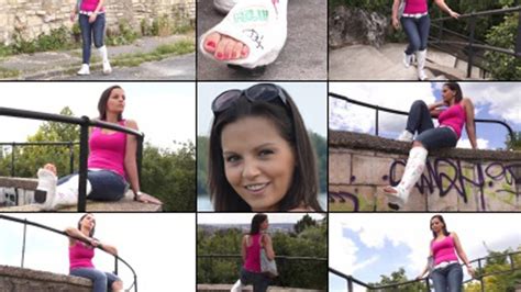 Eve Gimping Up To The Ramparts To Exercise Her Casted Foot Casted