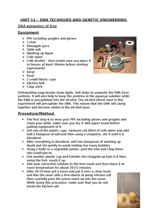 Unit Genetic Engineering And DNA Techniquies UNIT DNA TECHIQUES AND GENETIC