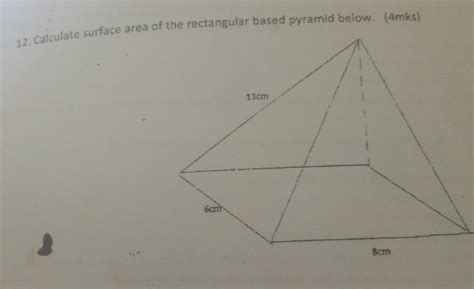 solved 12 calculate surface area of the rectangular based pyramid
