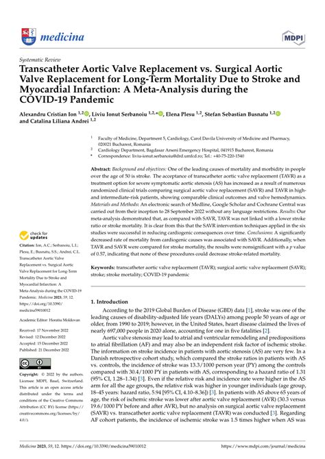 Pdf Transcatheter Aortic Valve Replacement Vs Surgical Aortic Valve