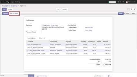 Pro Forma Invoice In Odoo
