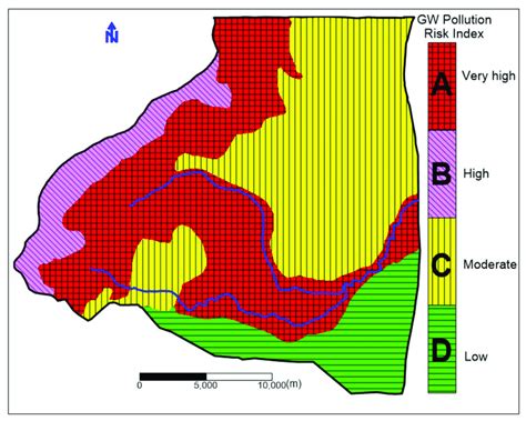 Spatial Distribution Of Simplified Groundwater Pollution Risk Index Map Download Scientific