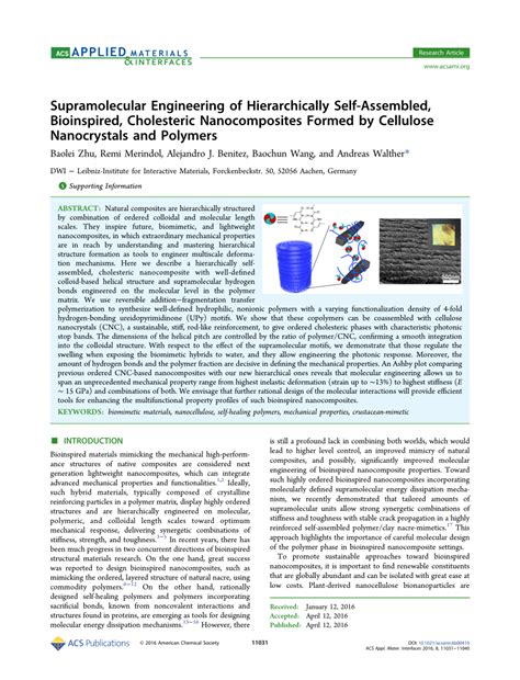 Pdf Supramolecular Engineering Of Hierarchically Self Assembled