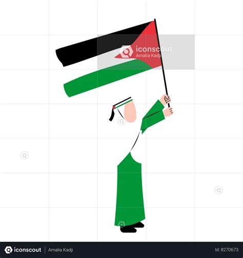 Best Hijab Woman Holding Palestine Flag Illustration Download In Png
