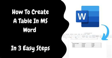 How To Create A Table In Ms Word In 3 Easy Steps