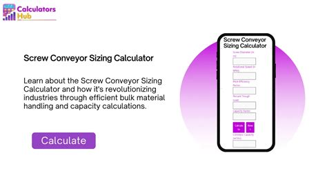 Screw Conveyor Sizing Calculator Online Calculatorshub
