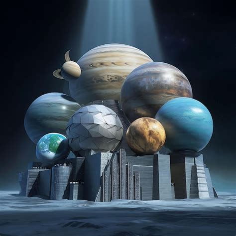 Solar System With Planets In Orbits Path Premium Ai Generated Image