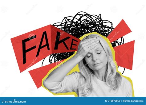 Composite Photo Collage Of Young Woman Hold Head Headache Fake