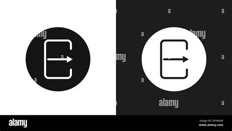 Log Out Icon Logo Sign Vector Outline In Black And White Color Stock