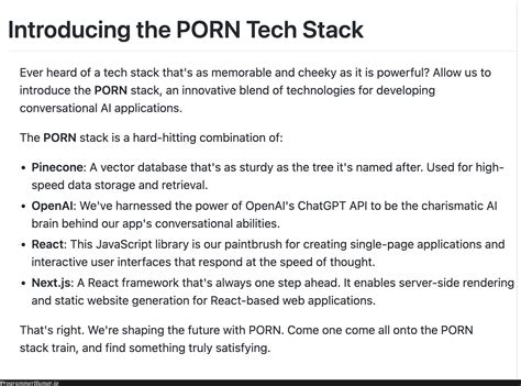 Introducing The PORN Tech Stack Its Real ProgrammerHumor Io