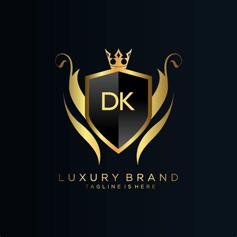 letra dk inicial con plantilla real elegante con vector de logotipo de corona ilustración de