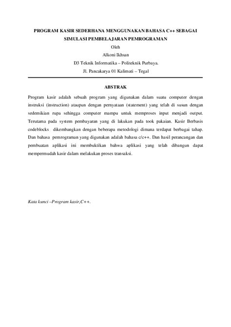 Pdf Program Kasir Sederhana Menggunakan Bahasa C Sebagai Simulasi