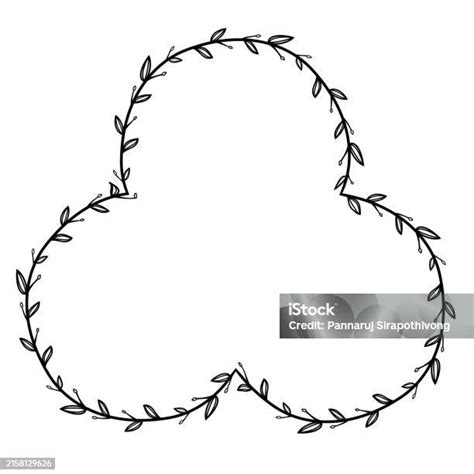 Trefoil 모양 나뭇잎 프레임 나뭇잎 벡터 꽃 무늬 테두리 사진 프레임 분기 월계관 식물 실루엣 검은 요소 장식 인사말 결혼식 0명에 대한 스톡 벡터 아트 및 기타