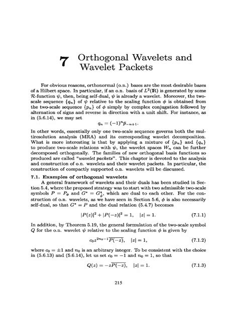 7 Orthogonal Wavelets And Wavelet Pa 1992 Wavelet Analysis And Its Applica Pdf Wavelet