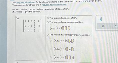 Solved Two Augmented Matrices For Two Linear Systems In The