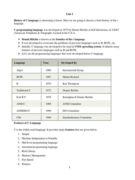 Computer Programming 1st Year 3rd Unit Pdf C Programming Language