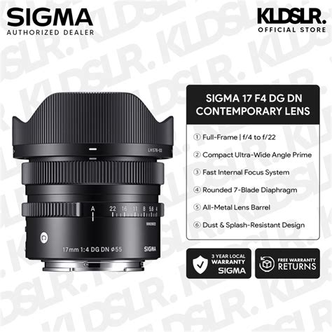 Sigma 17mm F4 Dg Dn Contemporary Lens Sony E 3 Years Sigma Malaysia