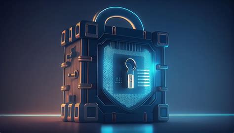 Premium Photo Cyber Security Concept Shield Digital Lock Generative Ai